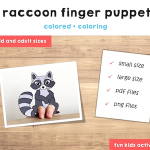 Raccoon Paper Craft Printable Woodland Animal Finger Puppet Kids Craft ...