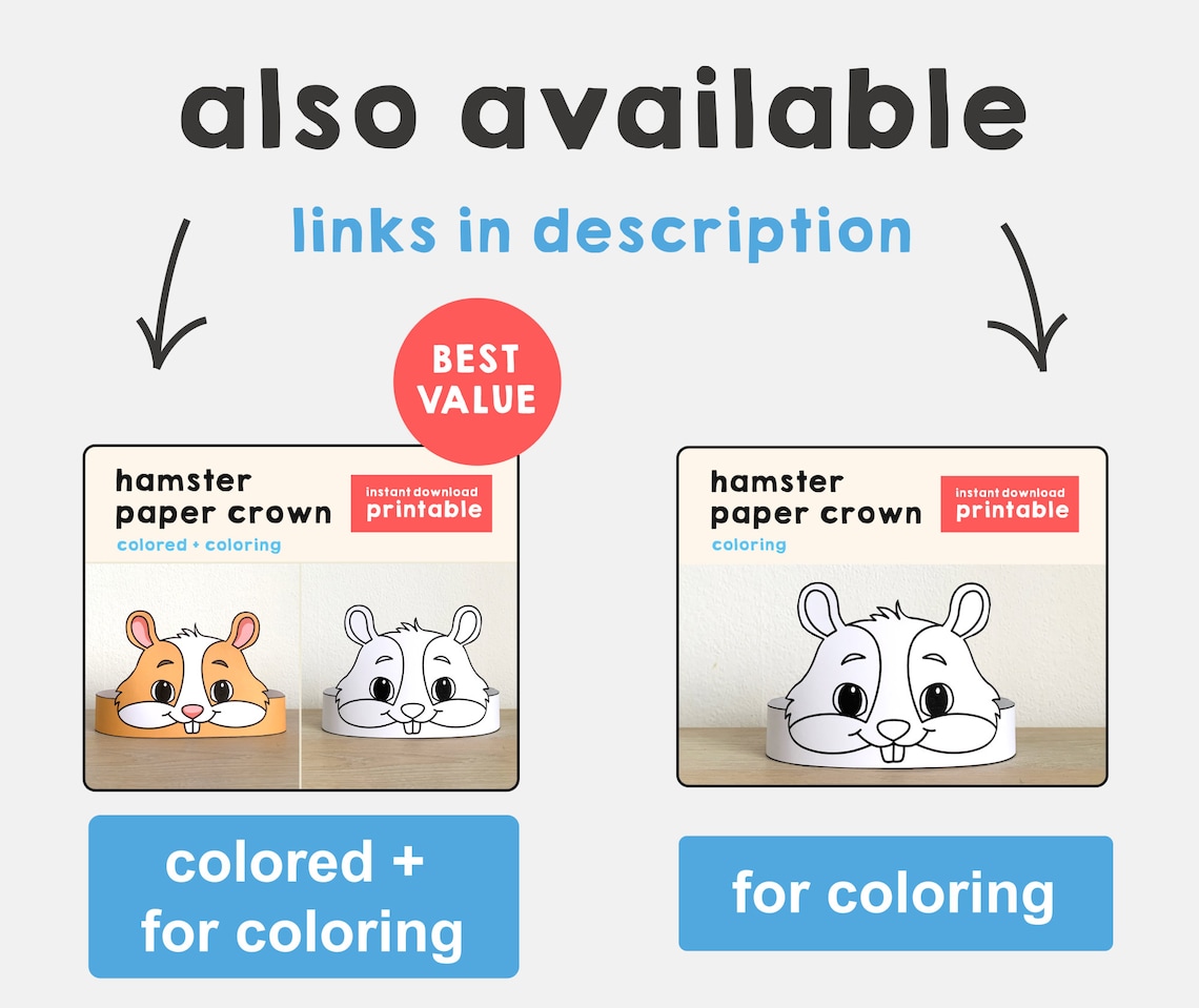 Hamster Paper Crown Headband Pet Animal Printable Kids Craft Rodent ...