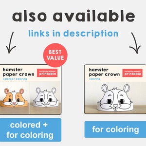 Hamster Paper Crown Headband Pet Animal Printable Kids Craft Rodent ...