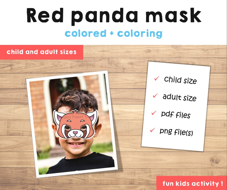 Red Panda Mask Costume Animal Mask Printable Party Favor Asian - Etsy