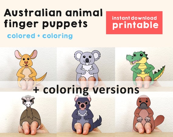 Australian Animal Paper Craft Printable Finger Puppet Template | Etsy