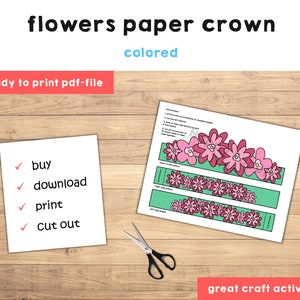 Flower Paper Crown Party Coloring Printable Kids Craft Spring Fairy ...