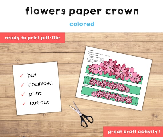 Flower Paper Crown Party Coloring Printable Kids Craft, 59% OFF