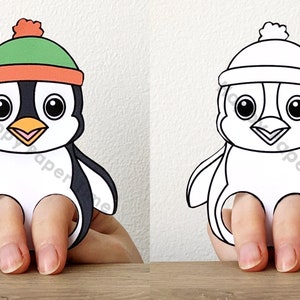 Penguin Paper Craft Printable Finger Puppet Template Kids Craft ...