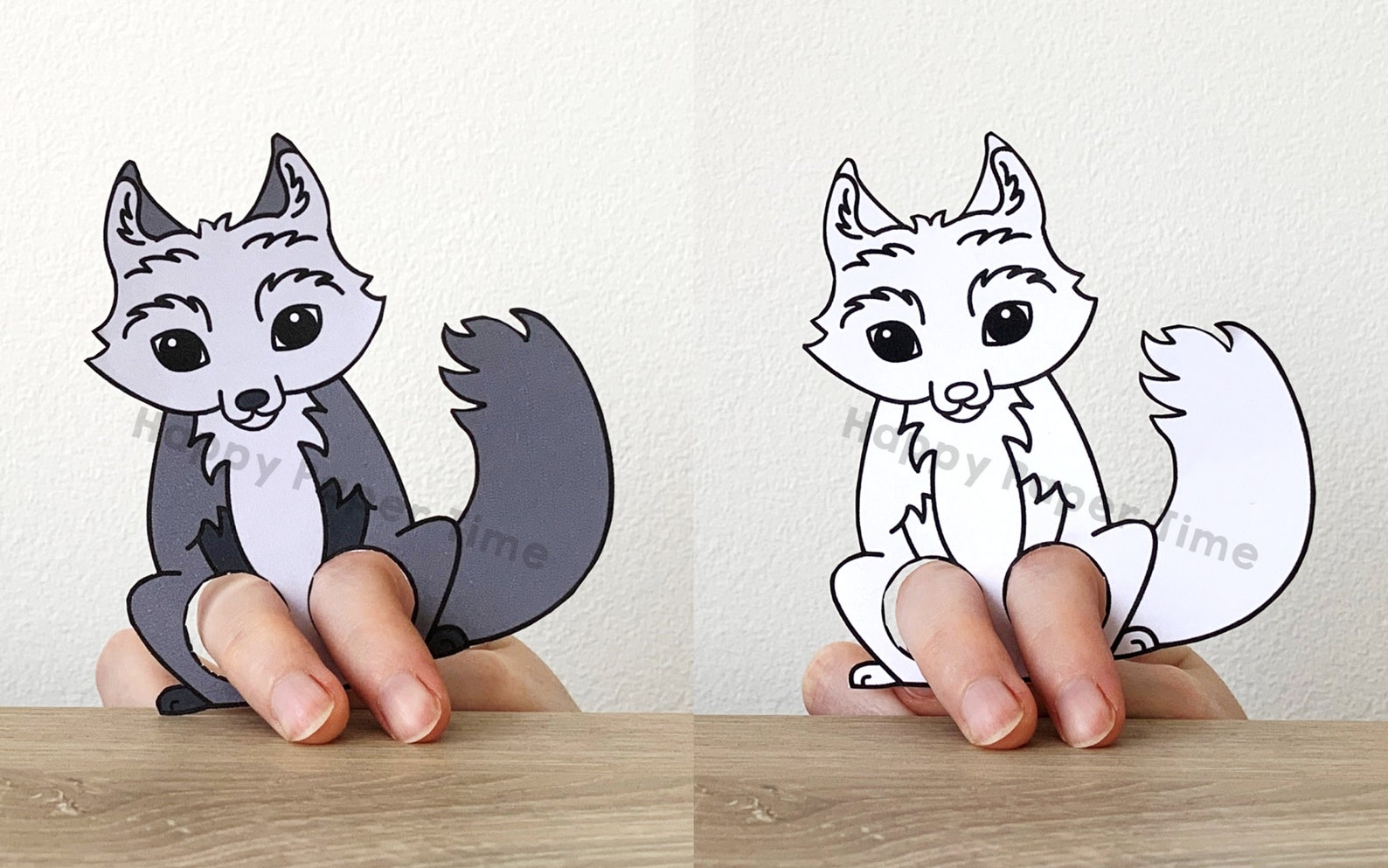 Wolf paper craft printable woodland animal Finger Puppet Kids | Etsy
