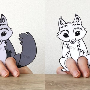 Wolf Paper Craft Printable Woodland Animal Finger Puppet Kids Craft ...