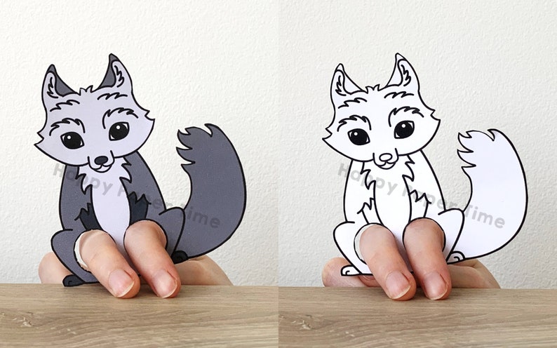 Wolf Paper Craft Printable Woodland Animal Finger Puppet Kids Craft ...