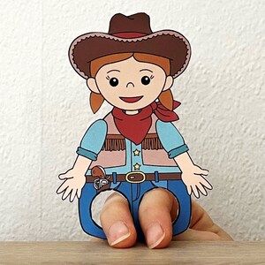 Cowgirl Paper Craft Printable Wild West Finger Puppet Kids Craft Kids ...