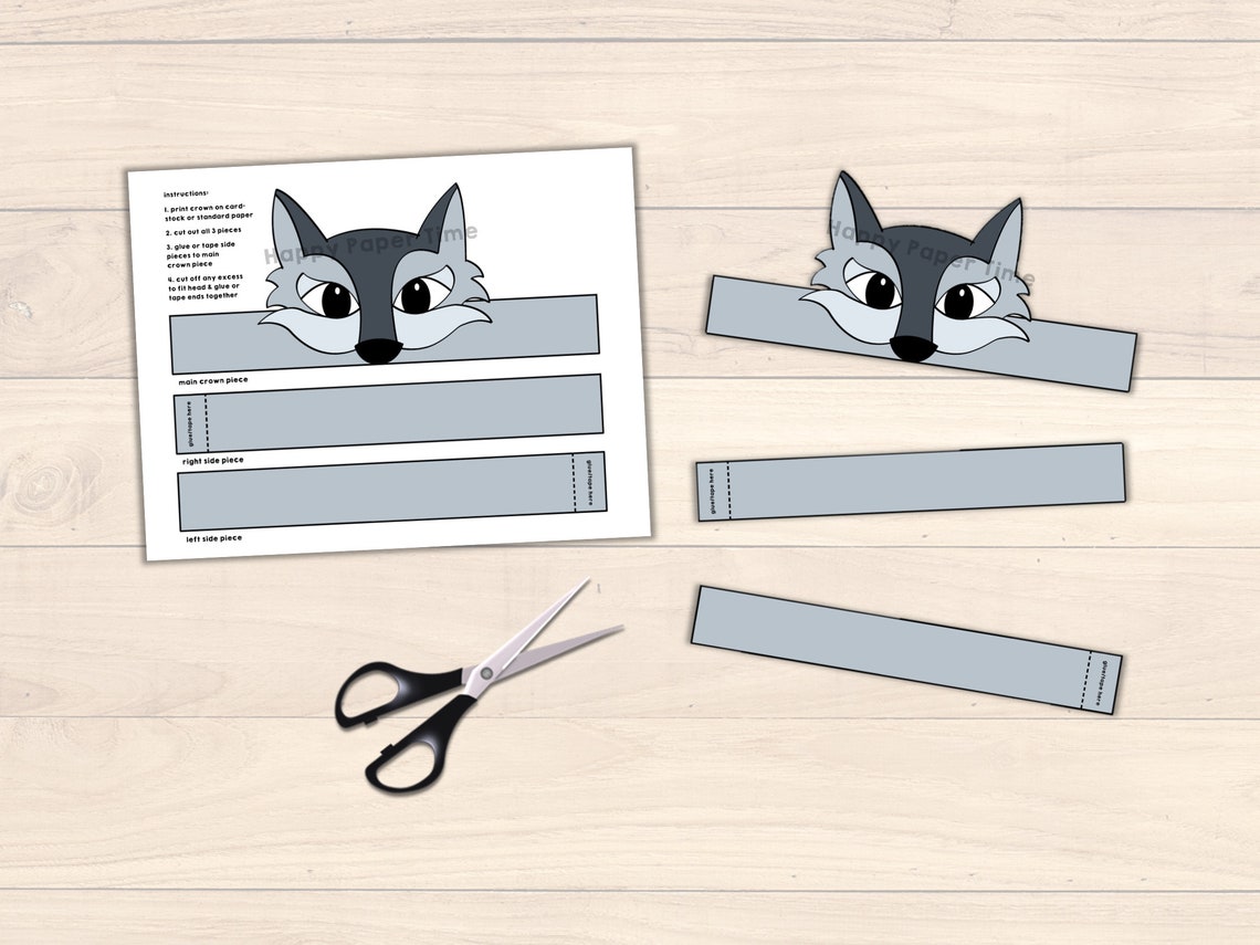 Wolf Paper Crown Party Printable Kids Craft Woodland Birthday - Etsy Canada