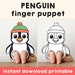 Penguin Paper Craft Printable Finger Puppet Template Kids Craft ...