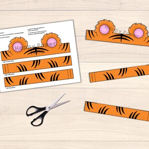 Tiger Ears Paper Crown Headband Party Coloring Printable Kids | Etsy