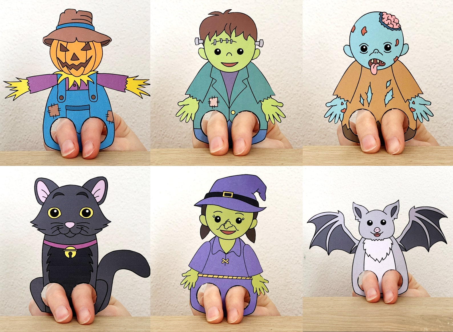 Halloween Paper Craft Printable Finger Puppet Template Kids Craft ...