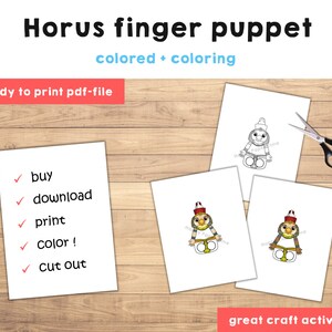 Horus Paper Craft Printable Ancient Egypt Finger God Puppet Kids Craft ...