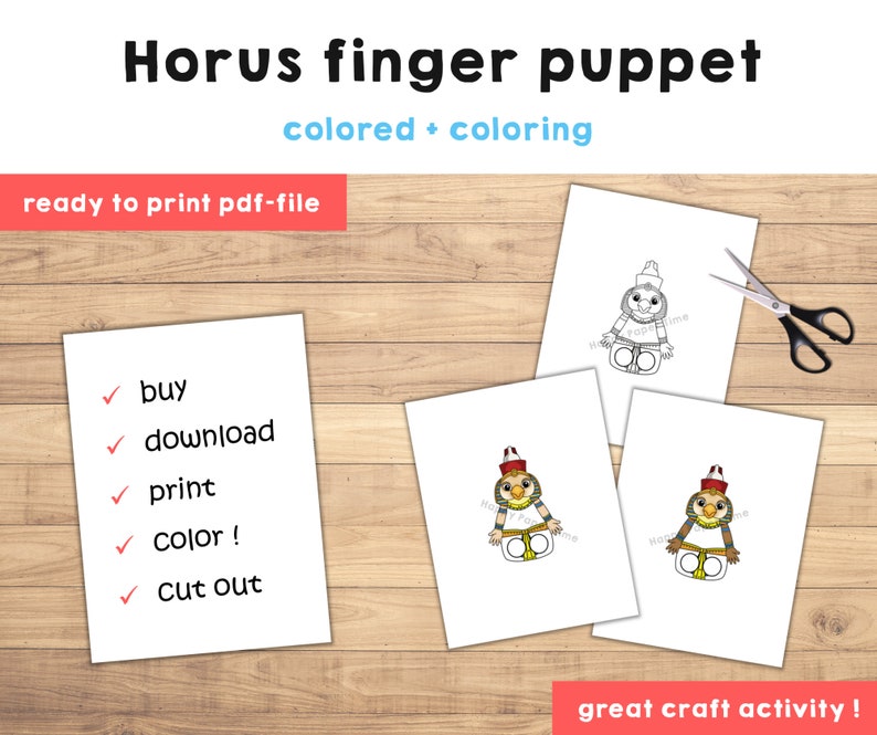 Horus Paper Craft Printable Ancient Egypt Finger God Puppet | Etsy