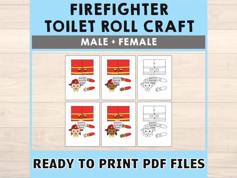 Firefighter Toilet Paper Roll Craft Fireman Party Coloring Printable ...