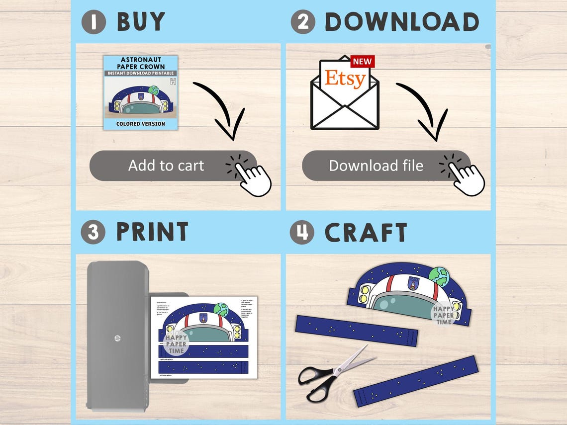 Astronaut Helmet Paper Crown Space Astronomy Party Printable Headband ...