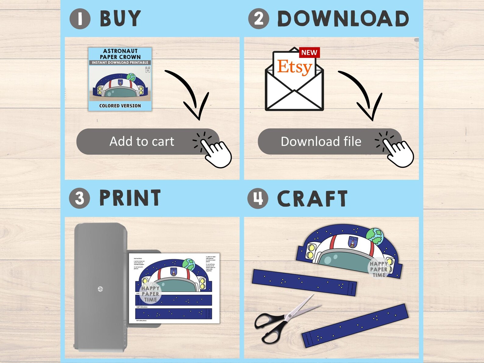 Astronaut Helmet Paper Crown Space Astronomy Party Printable Headband ...