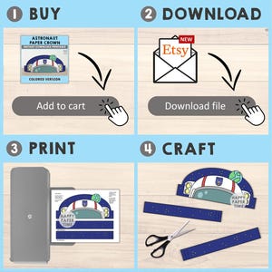 Astronaut Helmet Paper Crown Space Astronomy Party Printable Headband ...