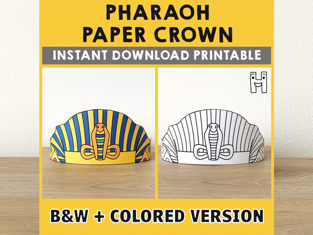 Pharaoh Paper Crown Ancient Egypt Template Party Coloring Printable ...