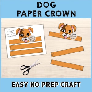 Dog Paper Crown Headband Pet Animal Printable Kids Craft Puppy Party ...