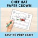 Chef Hat Cook Paper Crown Restaurant Party Coloring Printable Kids ...