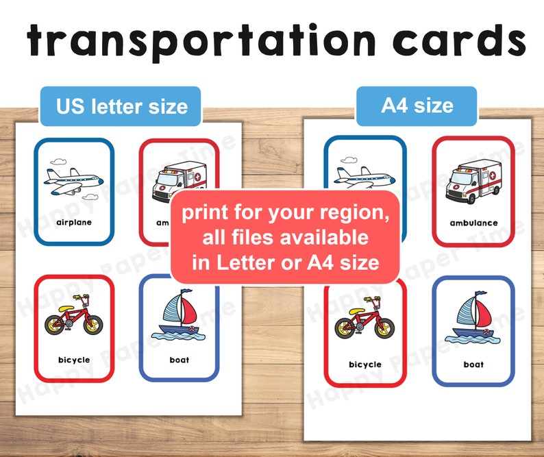 Transportation Vehicles Flash Cards Printable Montessori - Etsy