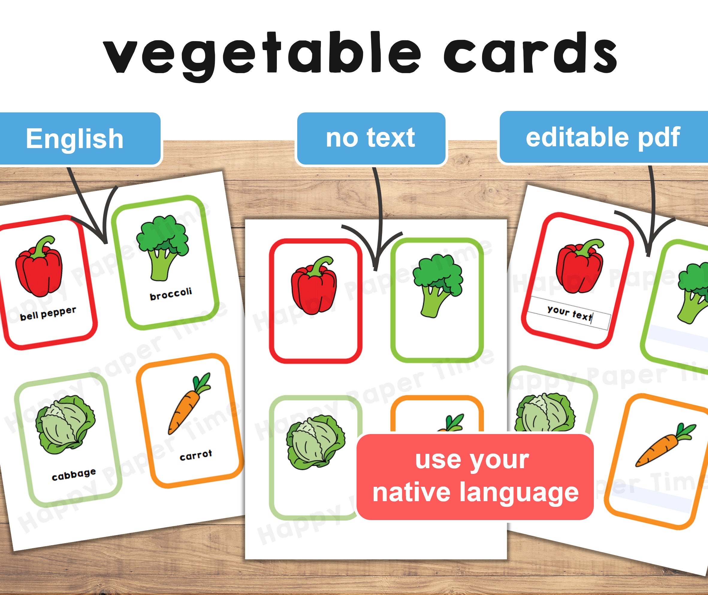 Vegetables Flash Cards Printable Montessori Materials Preschool ...