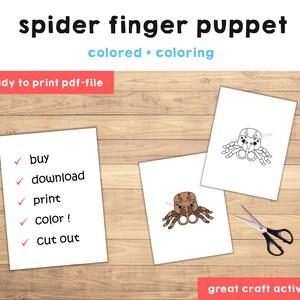Spider Paper Craft Printable Finger Puppet Bug Template Kids Craft ...