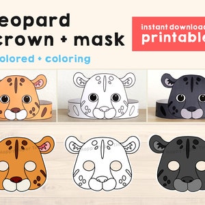 Leopard Paper Crown Mask Jungle Cat Animal Template Coloring Activity ...