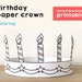 Birthday Paper Crown Party Activity Printable Kids Coloring Craft Cake ...