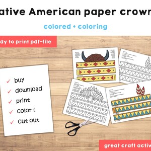 Native American Paper Crown Activity Printable Kids Craft Headband ...