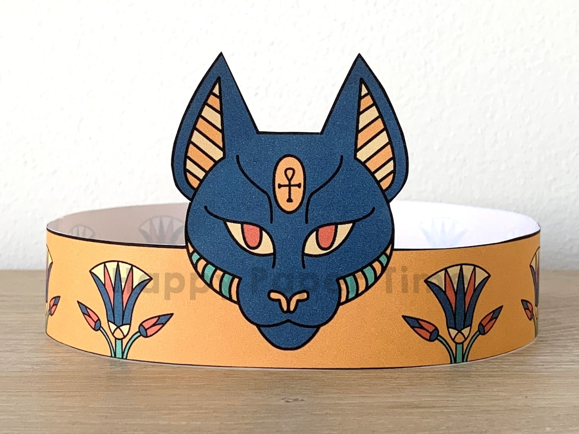 Ancient Egypt Cat Paper Crown Hat Template Party Coloring - Etsy