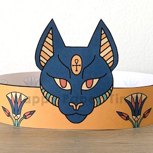 Ancient Egypt Cat Paper Crown Hat Template Party Coloring Printable ...