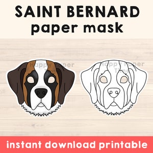 Saint Bernard Dog Mask Animal Mask Party Favor Printable Dog Costume ...