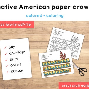Native American Paper Headband Crown Party Coloring Printable Kids ...