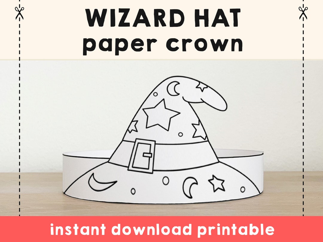Wizard Hat Paper Crown Template Fantasy Party Headband Coloring ...