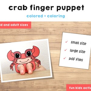 Crab Paper Craft Printable Ocean Animal Finger Puppet Kids Craft ...
