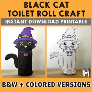 Black Cat Toilet Paper Roll Craft Halloween Spooky Party Coloring ...