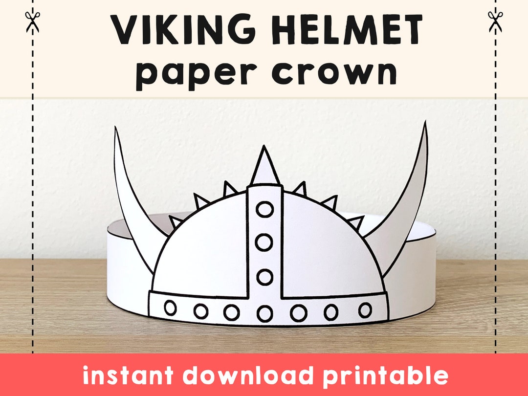 Viking Paper Crown Activity Printable Kids Craft Helmet Medieval ...