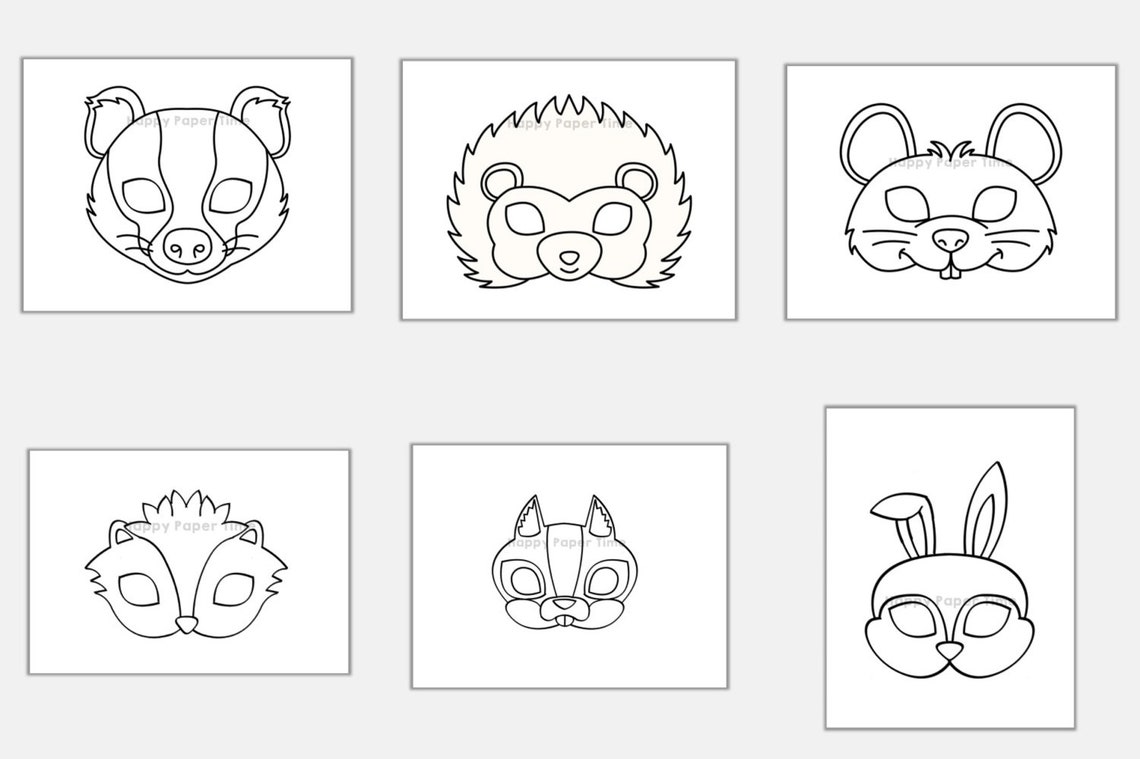 Woodland Animal Masks Template Pdf Crafting Kid Party Favor - Etsy