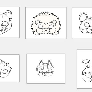 Woodland Animal Masks Template Pdf Crafting Kid Party Favor Printable ...
