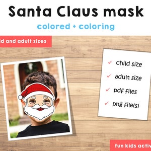 Santa Claus Mask Paper Christmas Costume Printable Craft Party Favor ...
