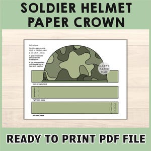 Soldier Helmet Paper Crown Headband Military Army Veteran Day Printable ...