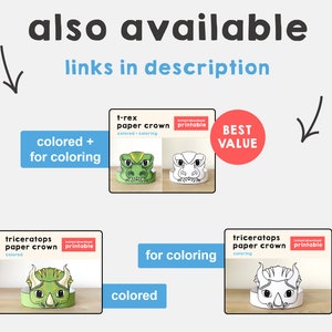 Triceratops Paper Crown Party Coloring Printable Kids Craft Dinosaur ...