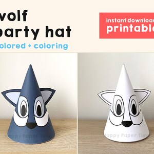 Wolf Paper Hat Printable Woodland Table Decoration Wolf Party | Etsy