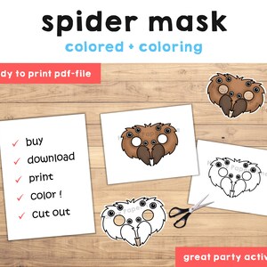 Spider Mask Costume Animal Mask Printable Party Favor Insect Halloween ...