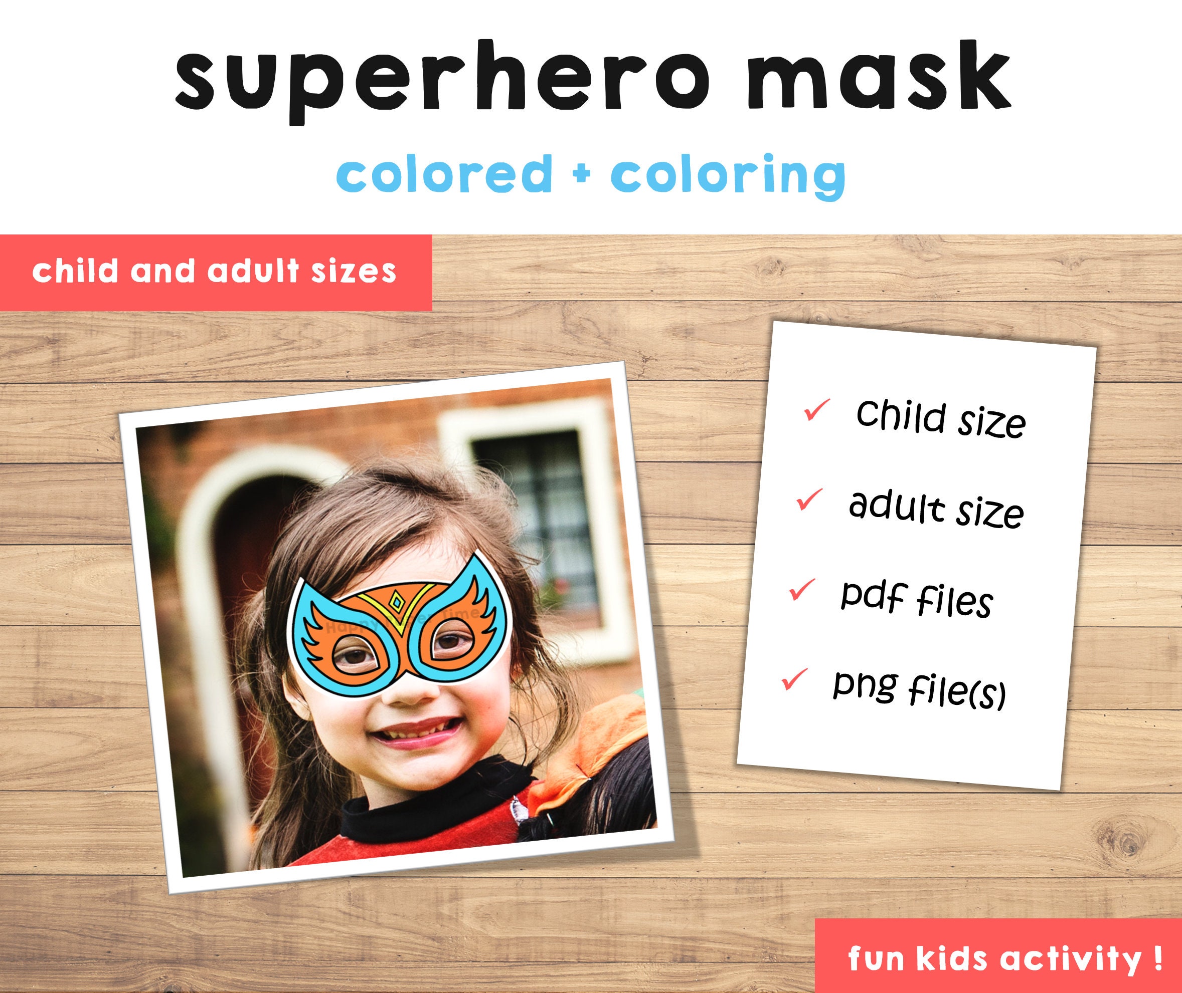 Superhero Mask Costume Hero Mask Printable Party Favor Craft - Etsy