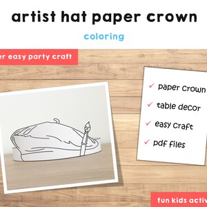 Artist Hat Painter Paper Crown French Party Coloring Printable Kids ...