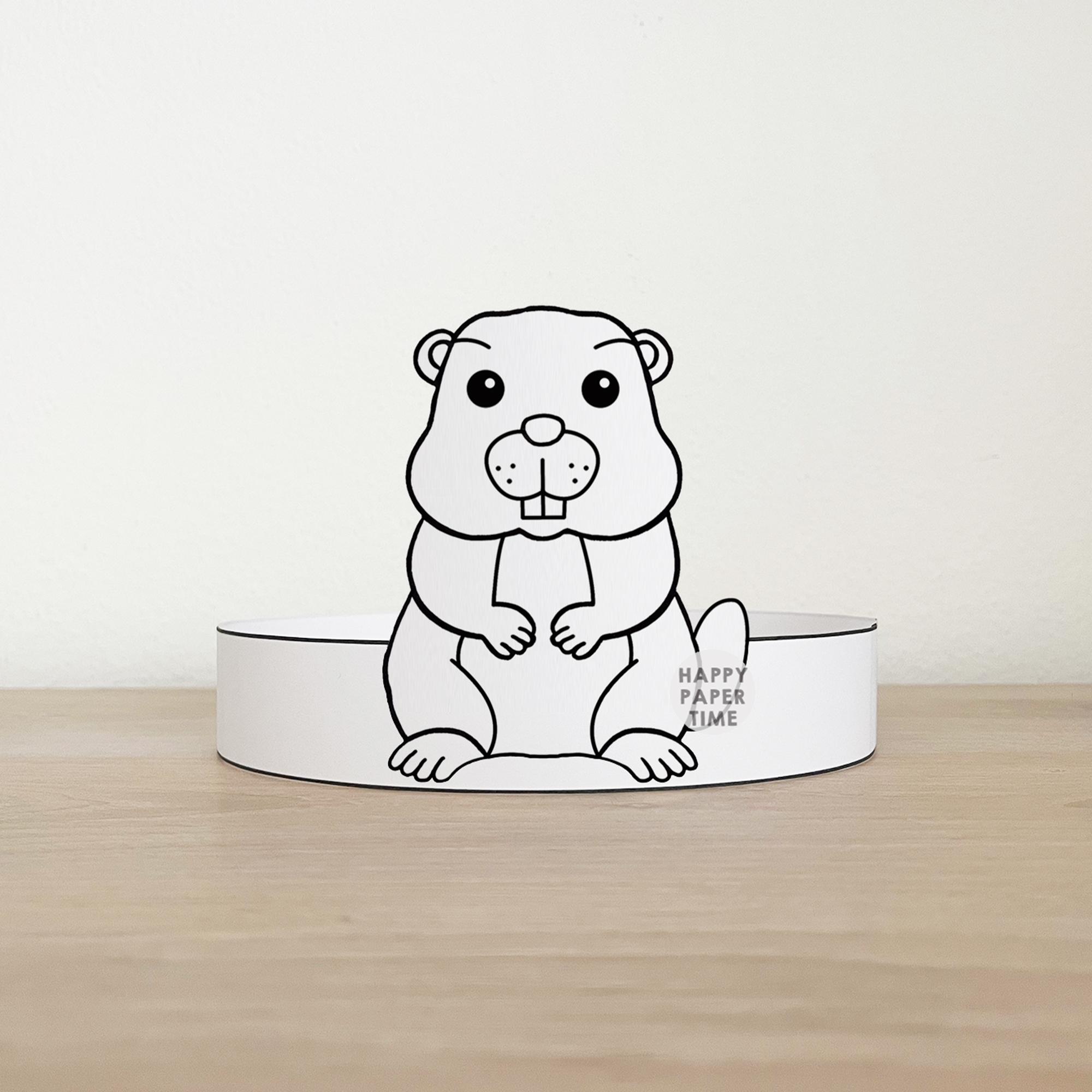 Groundhog Day Paper Crown Party Coloring Printable Kids Craft Spring ...