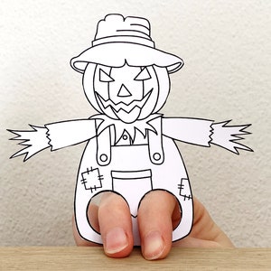 Scarecrow Paper Craft Printable Halloween Spooky Day Finger Puppet Kids ...